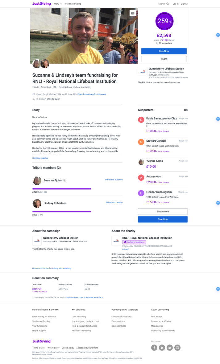 Creating an In memory fundraising or donation page – JustGiving Charity